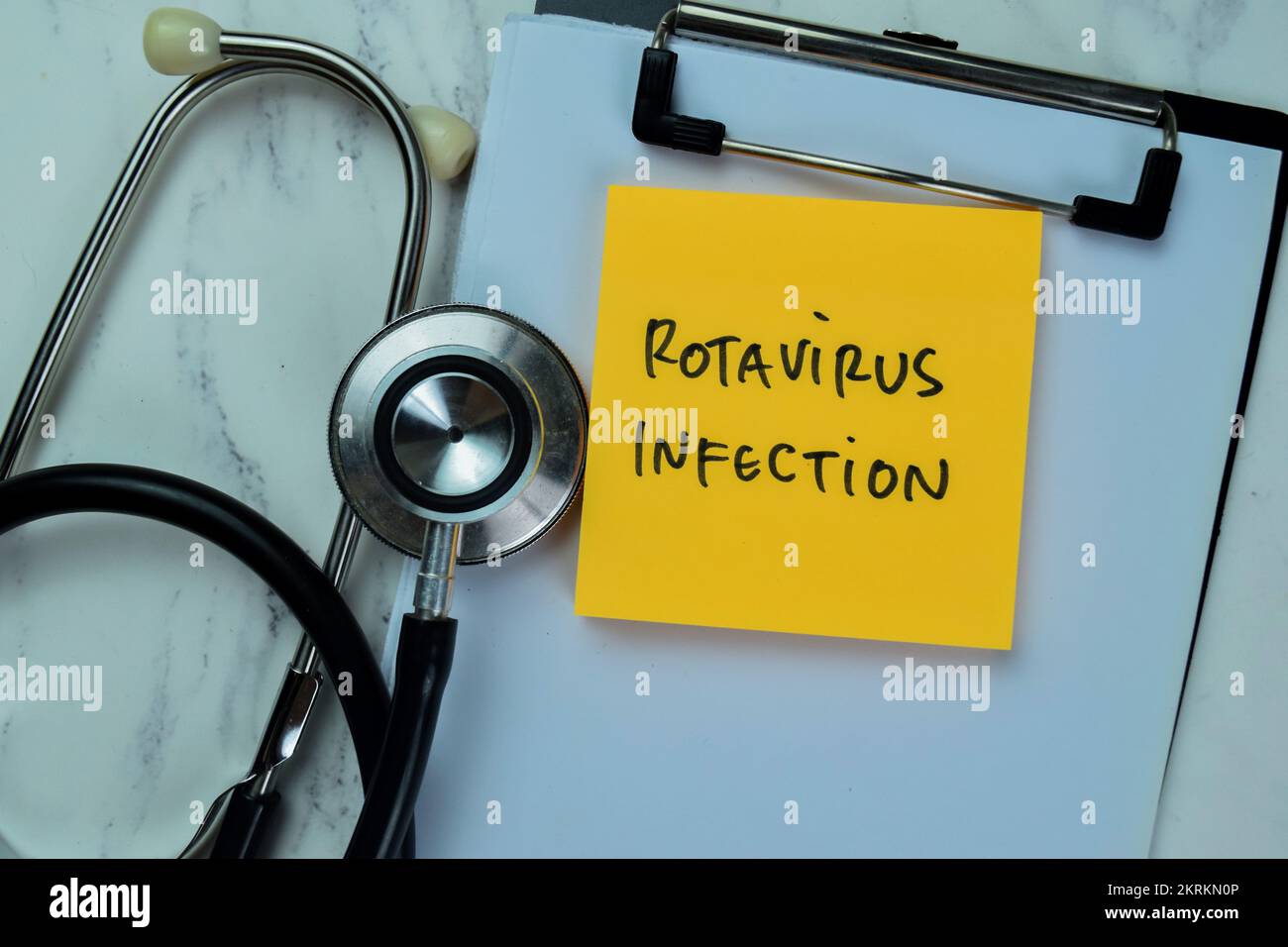 Concept of Rotavirus Infection write on sticky notes with stethoscope ...