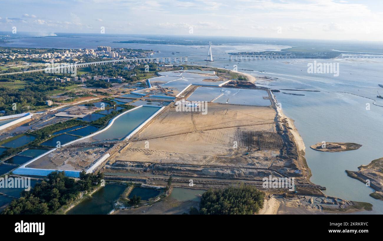 Aerial photos show the Puqian Central Fishing Port Project is under ...