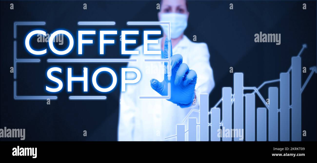 Hand writing sign Coffee Shop, Business showcase small informal ...