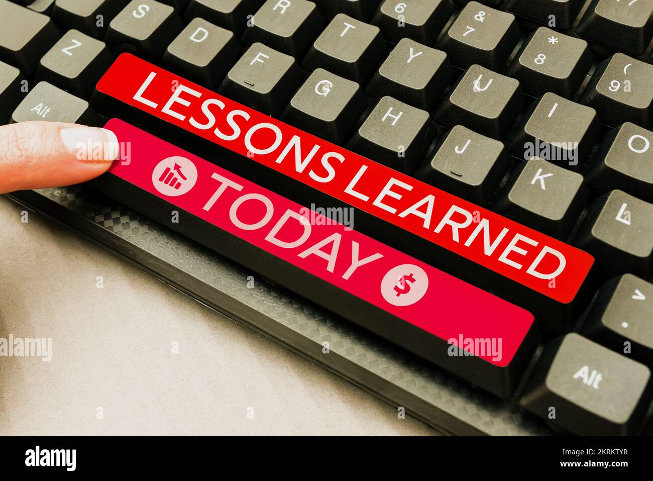 Hand writing sign Lessons Learned, Word for the knowledge or ...