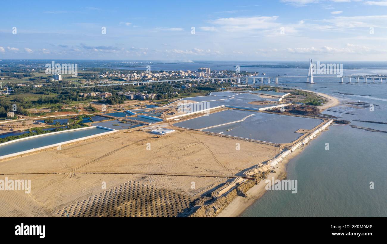 Aerial photos show the Puqian Central Fishing Port Project is under ...