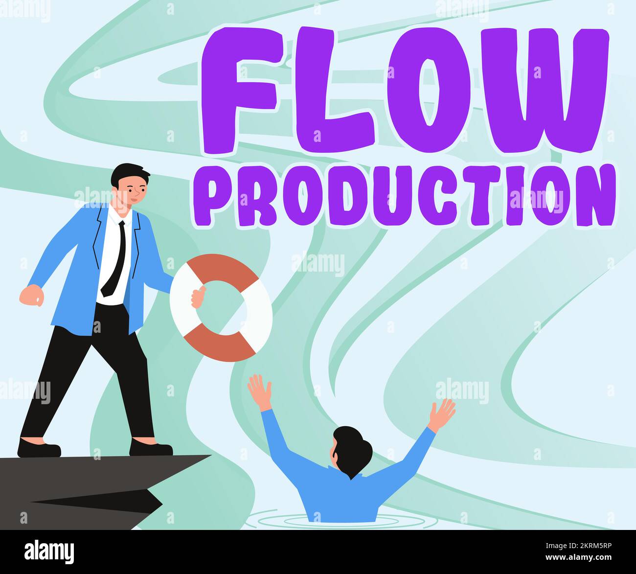 Text caption presenting Flow Production, Business showcase items are ...
