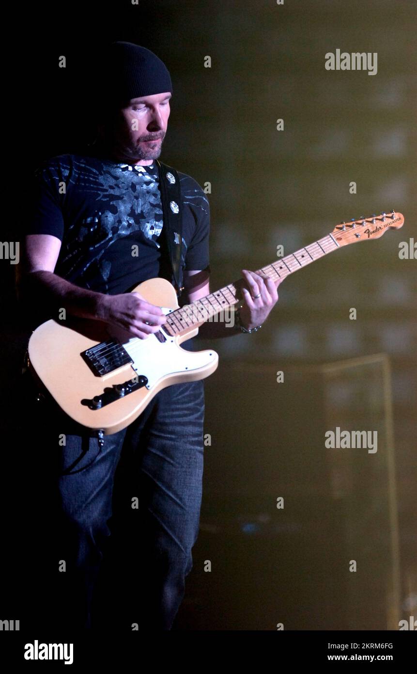 THE EDGE, U2, WORLD TOUR CONCERT, 2005: Lead guitarist The Edge of the ...