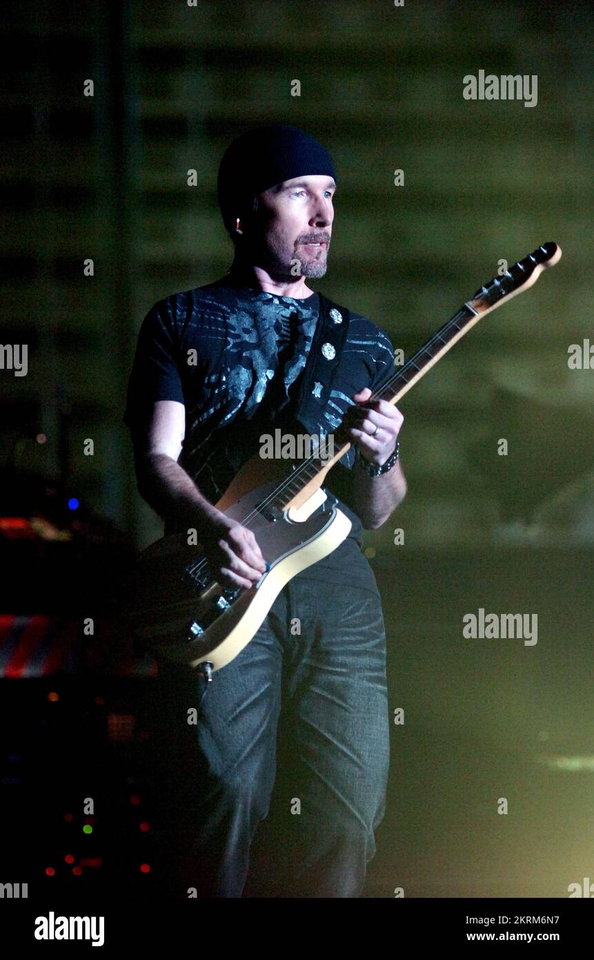 THE EDGE, U2, WORLD TOUR CONCERT, 2005: Lead guitarist The Edge of the ...