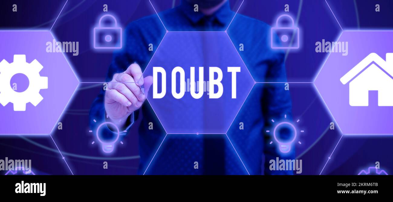 Conceptual caption Doubt, Business concept feeling uncertainty lack of ...