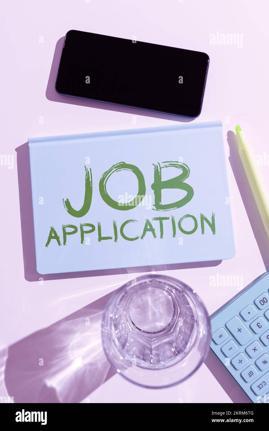 Text caption presenting Job Application, Internet Concept paper which ...