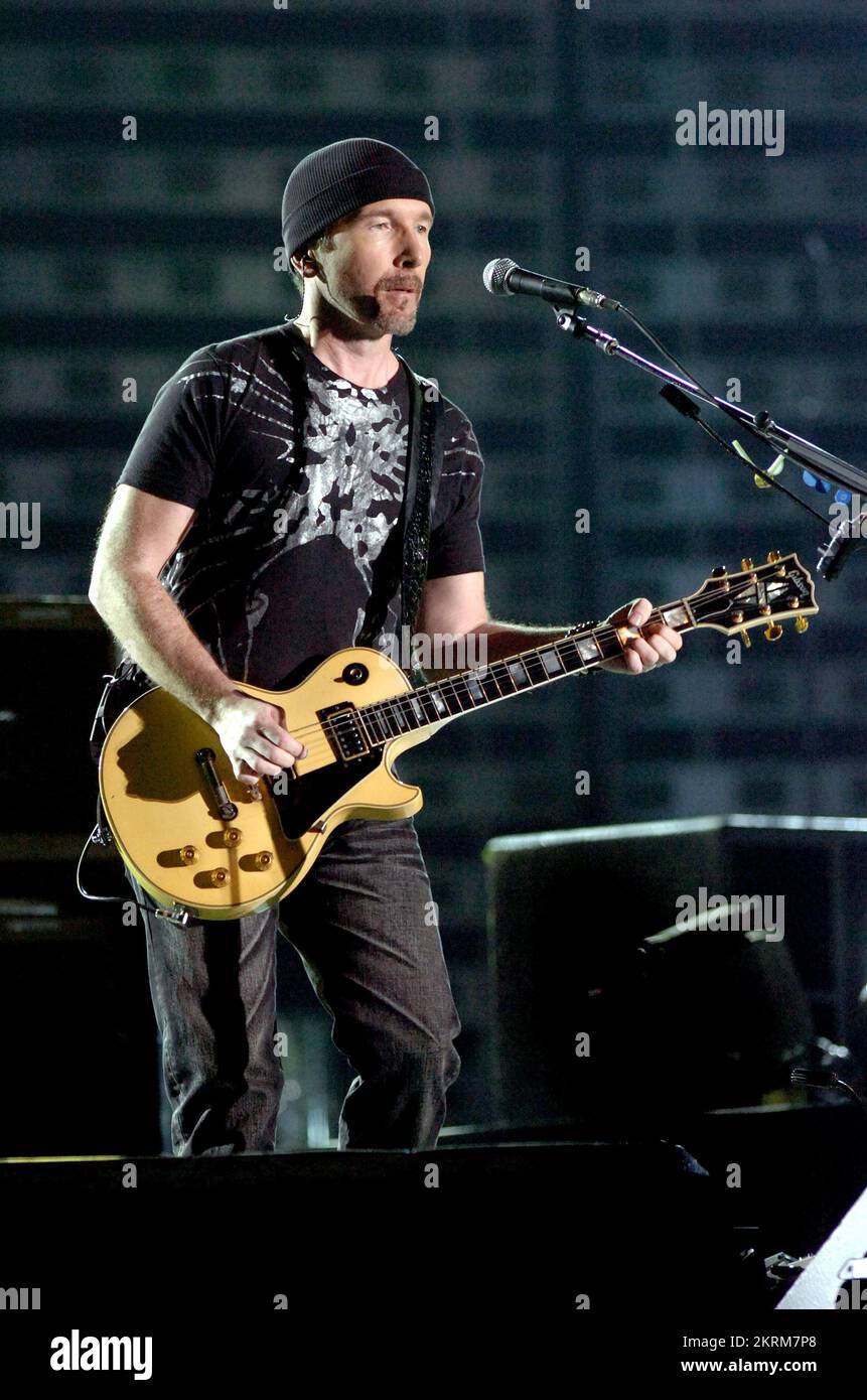 THE EDGE, U2, WORLD TOUR CONCERT, 2005: Lead guitarist The Edge of the ...