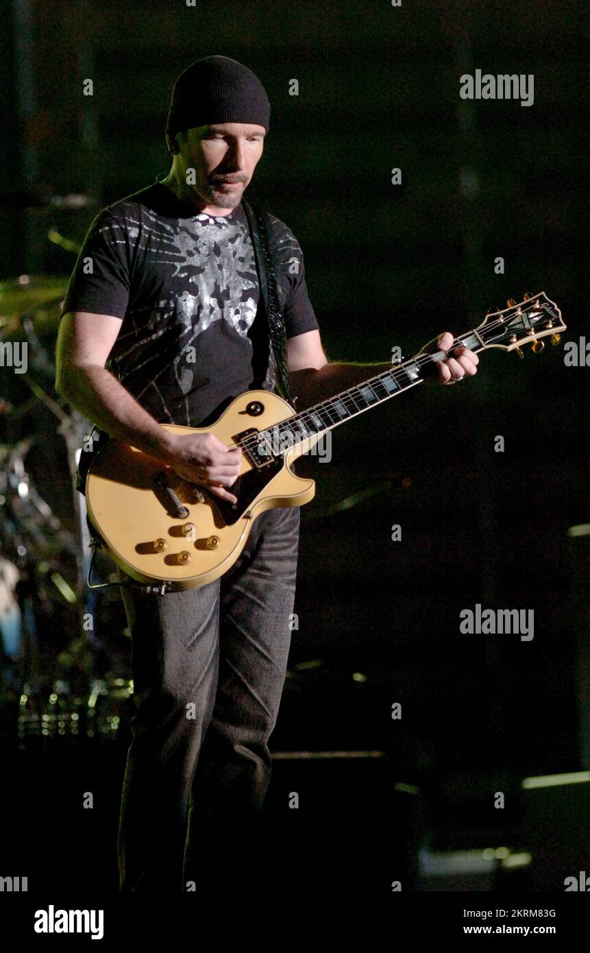 THE EDGE, U2, WORLD TOUR CONCERT, 2005: Lead guitarist The Edge of the ...