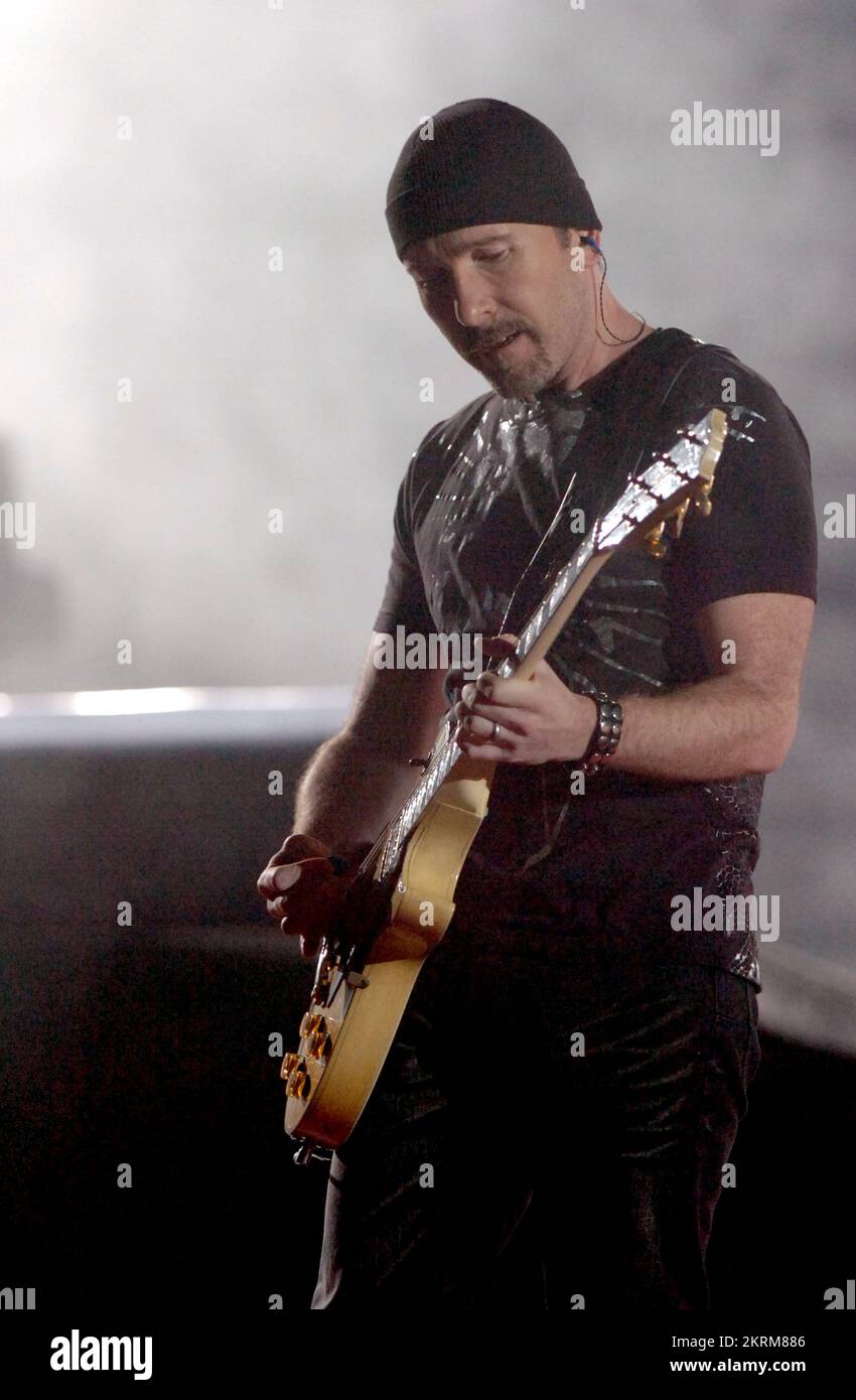 THE EDGE, U2, WORLD TOUR CONCERT, 2005: Lead guitarist The Edge of the ...