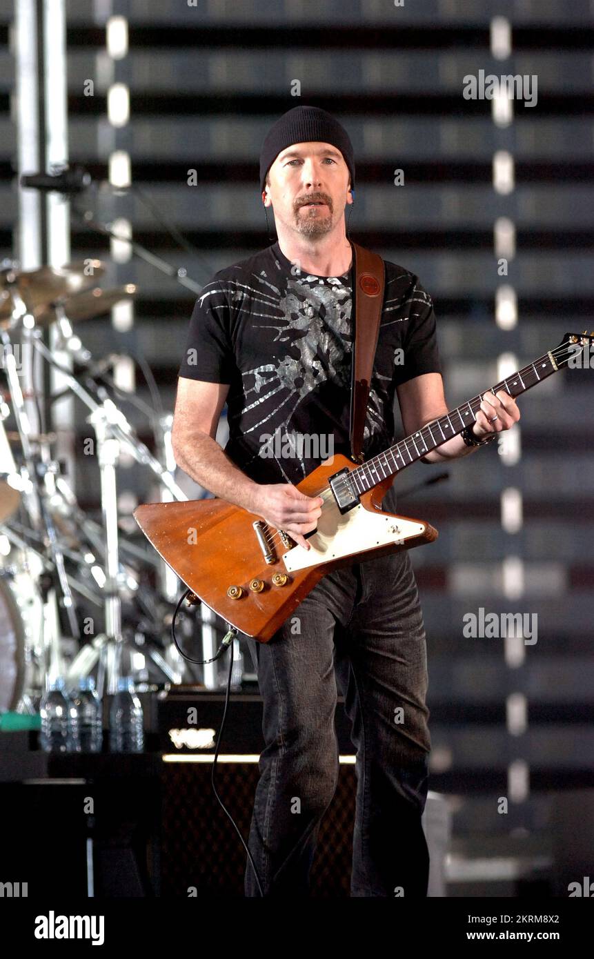 THE EDGE, U2, WORLD TOUR CONCERT, 2005: Lead guitarist The Edge of the ...