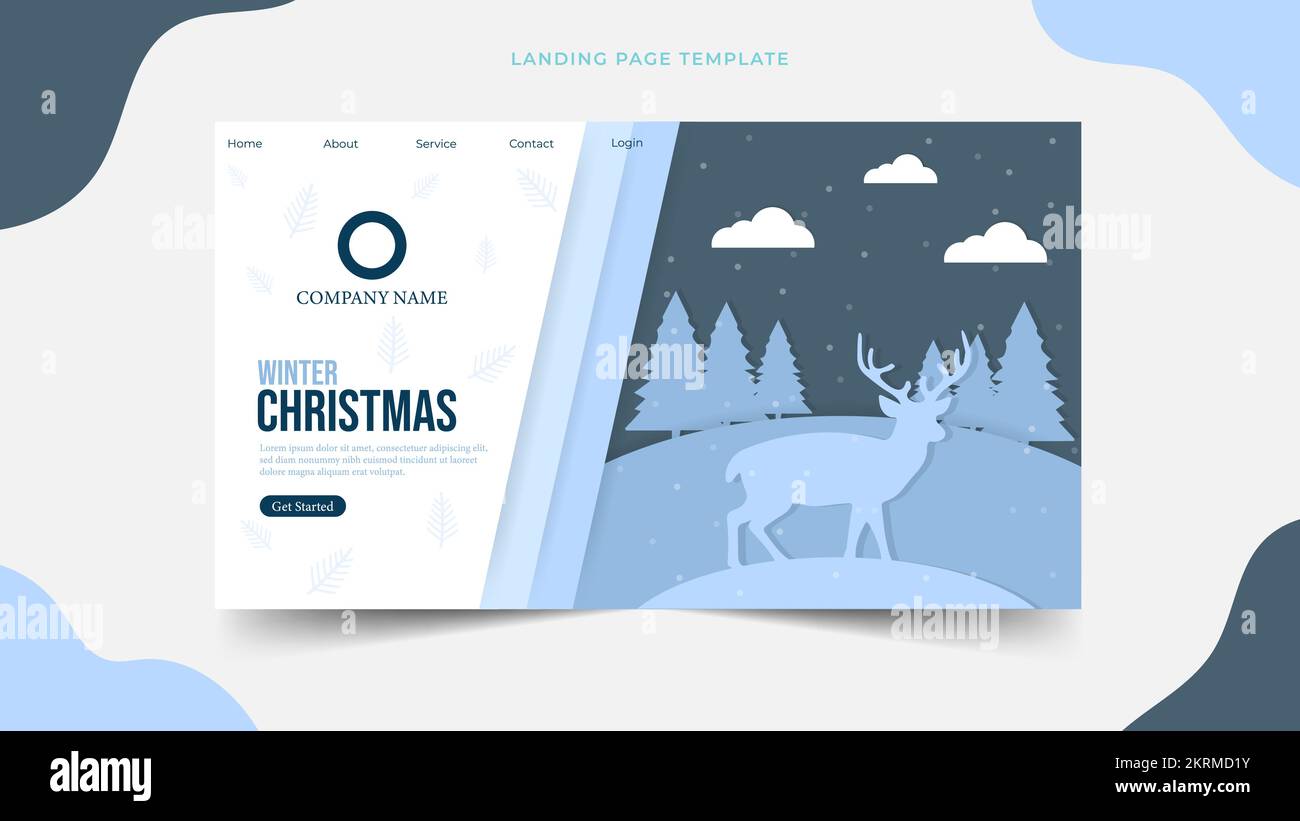 winter Christmas Landing page template paper art background,simple web ...