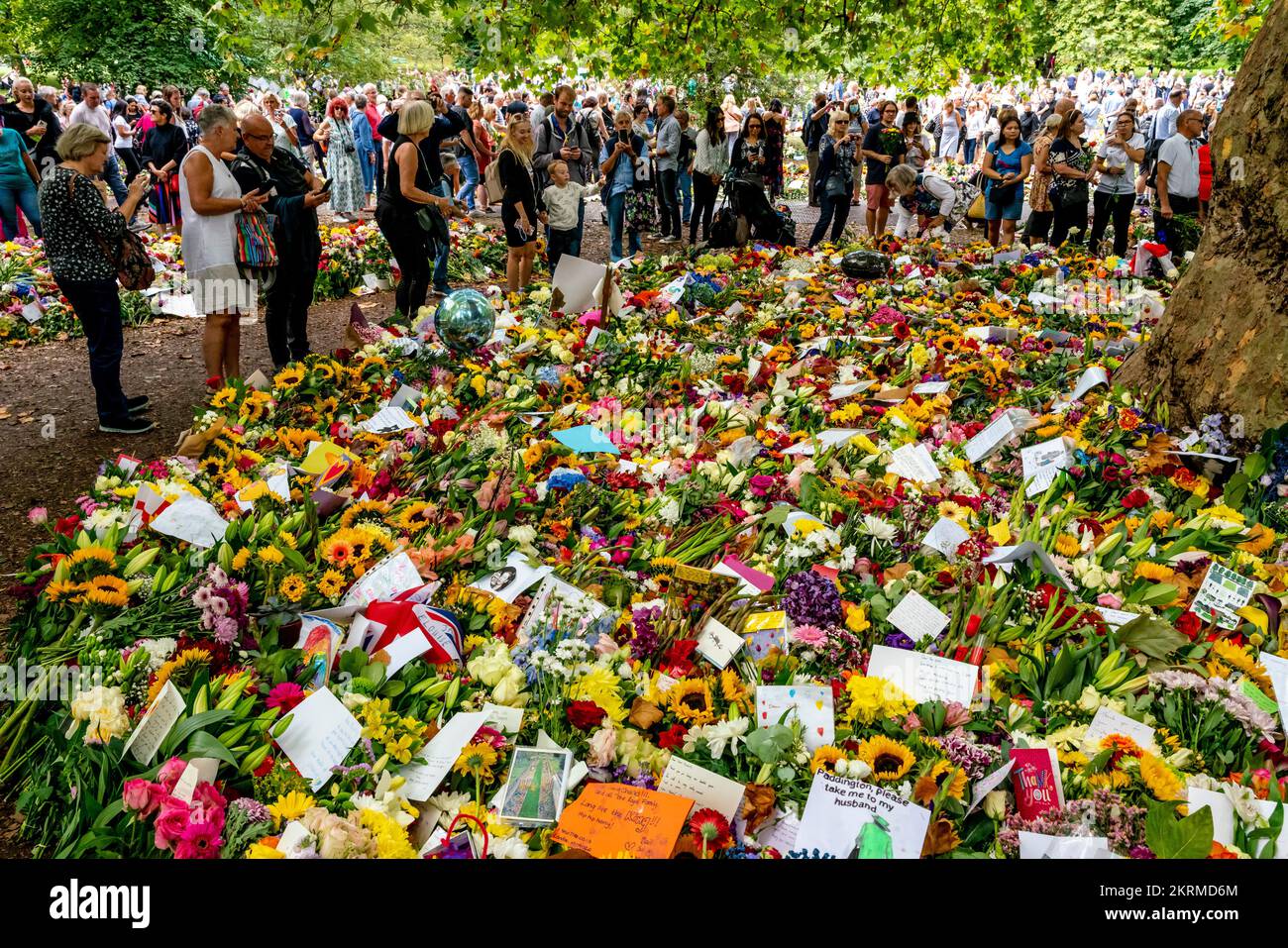 British People Looking At The Floral Tributes For Queen Elizabeth II In ...