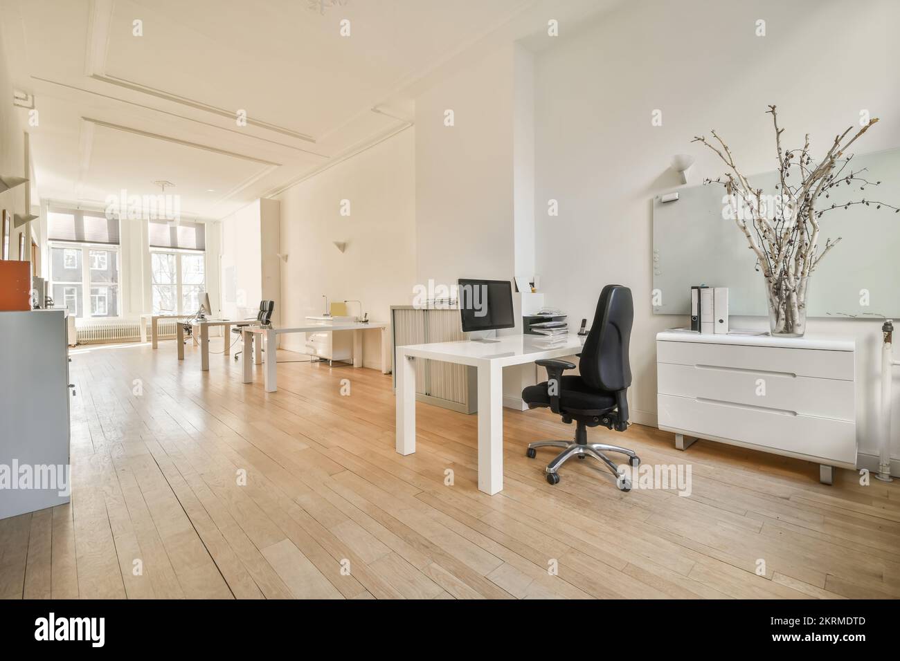 Interior of contemporary loft style office with comfortable chairs ...