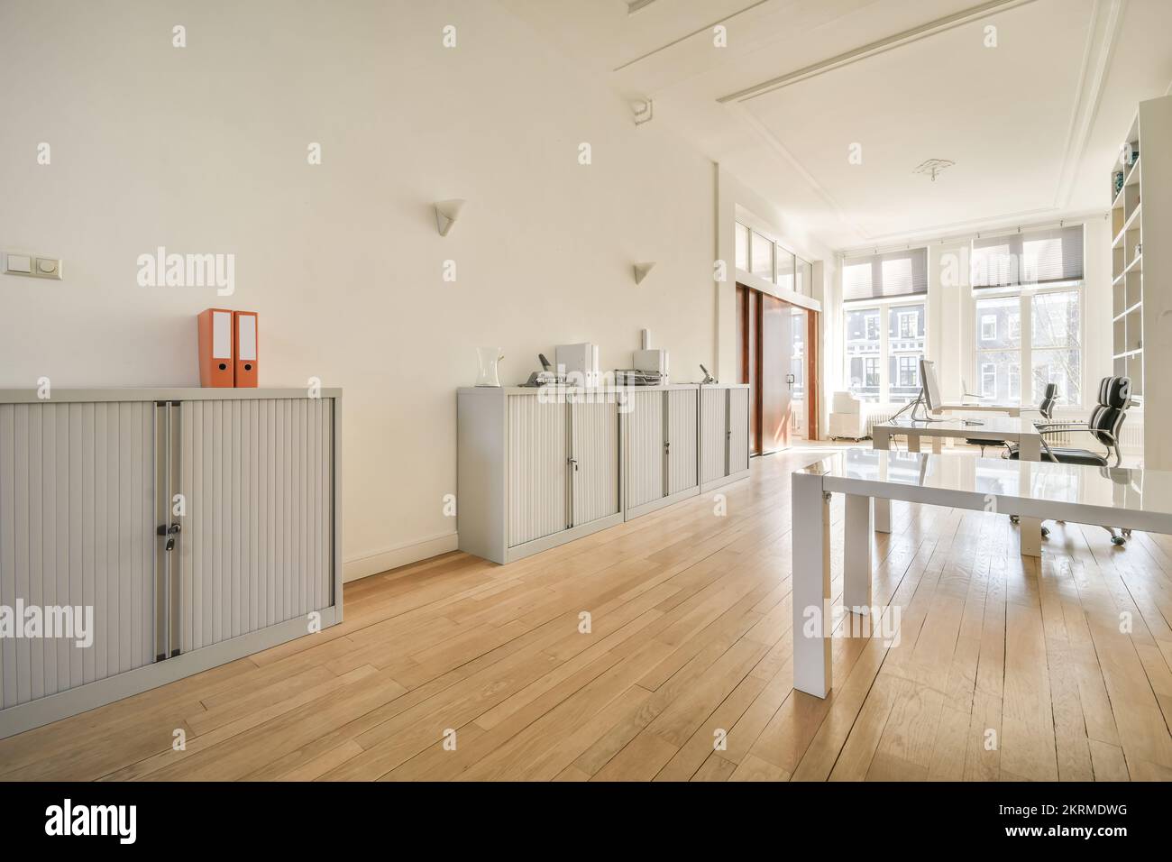 Interior of contemporary loft style office with comfortable chairs ...