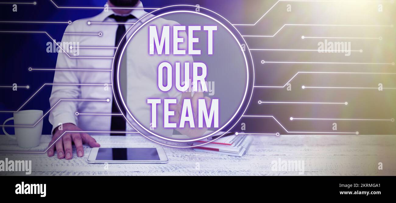 Conceptual caption Meet Our Team, Business overview introducing another ... Conceptual caption Meet Our Team, Business overview introducing another ...