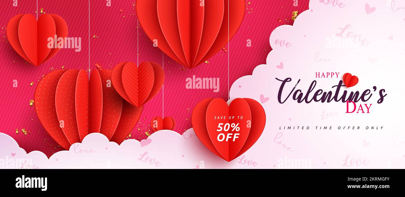 Happy valentine's day sale vector banner design. Valentine's day ...