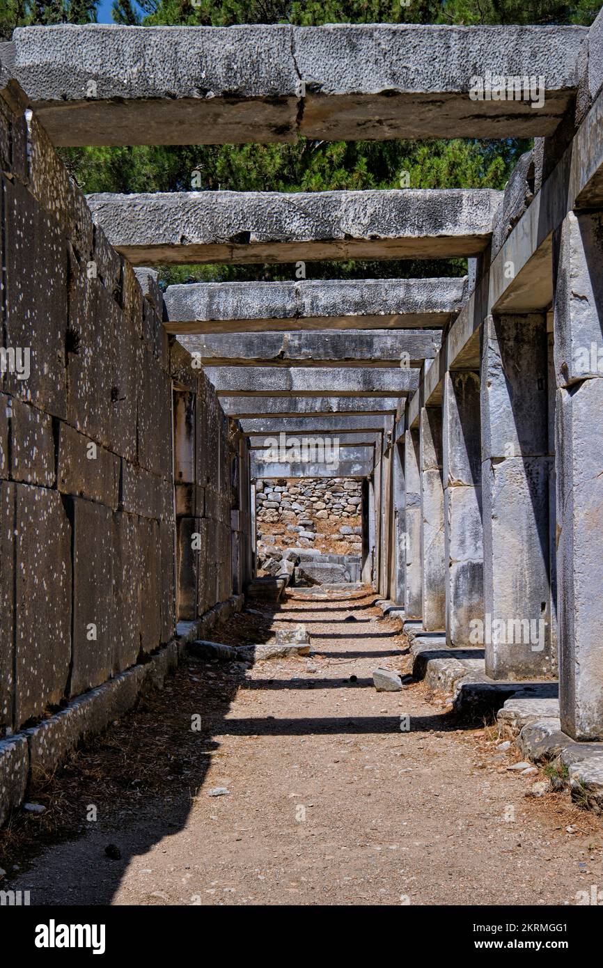 Priene, Söke, Aydın, Turkey, Sep. 2021: Ruins of the ancient city of ...