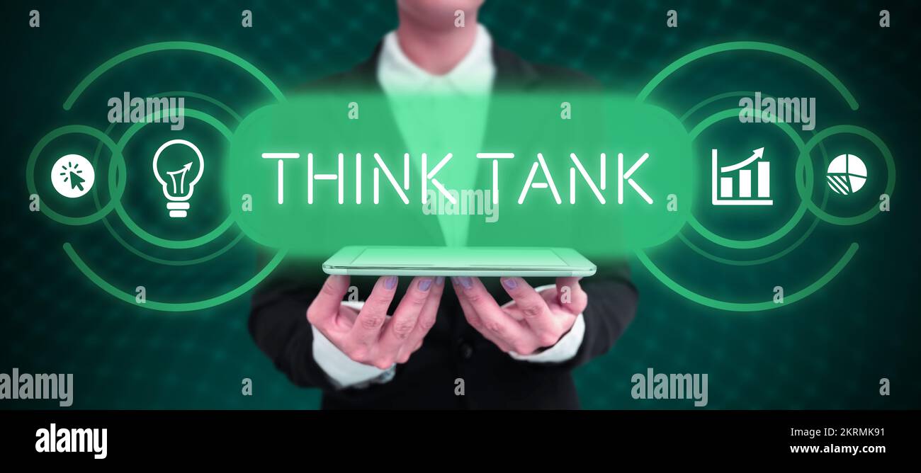 Sign displaying Think Tank, Word for Thinking of Innovative Valuable ...