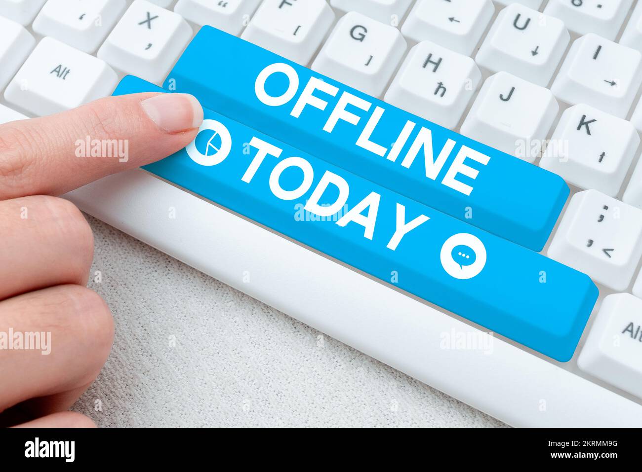 Text caption presenting Offline, Word Written on Not having directly ...