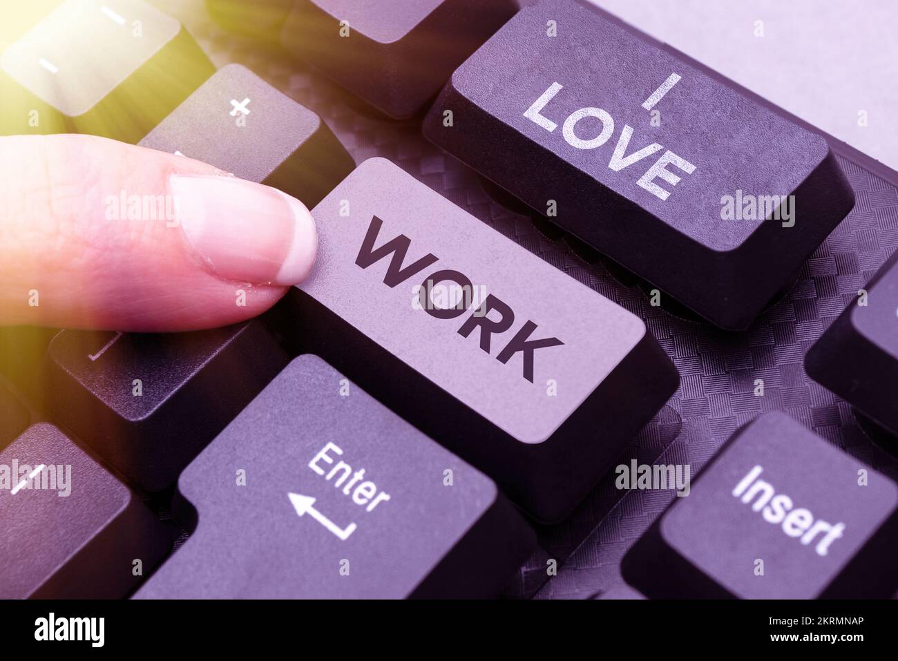 Text sign showing I Love Work, Business concept High self-stem being ...