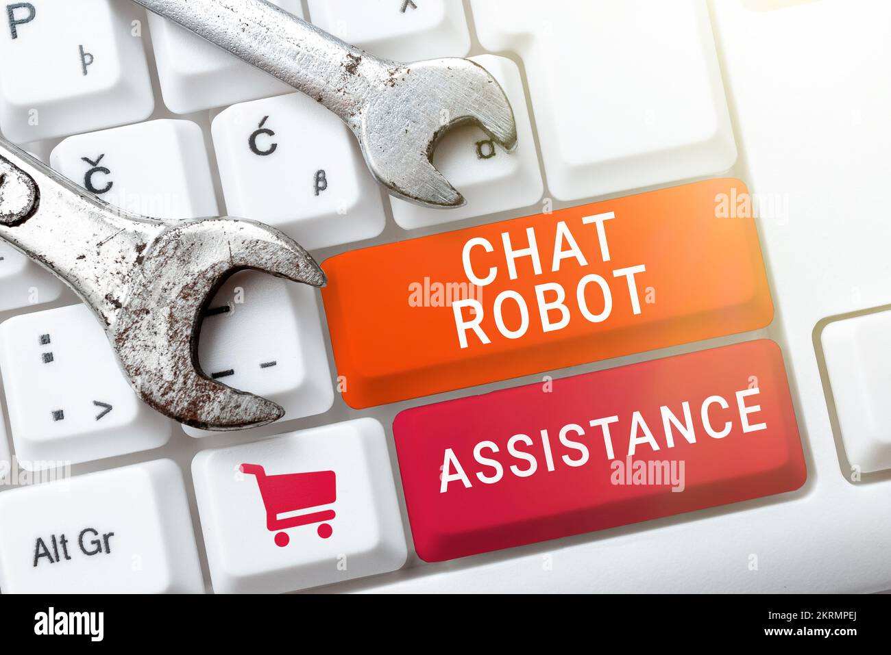 Conceptual display Chat Robot Assistance, Business overview answers ...