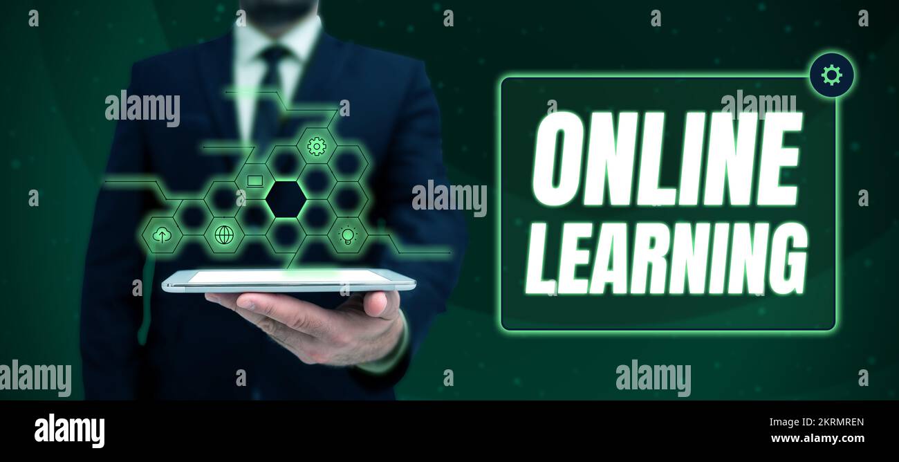Text sign showing Online Learning, Business showcase educational tool ...