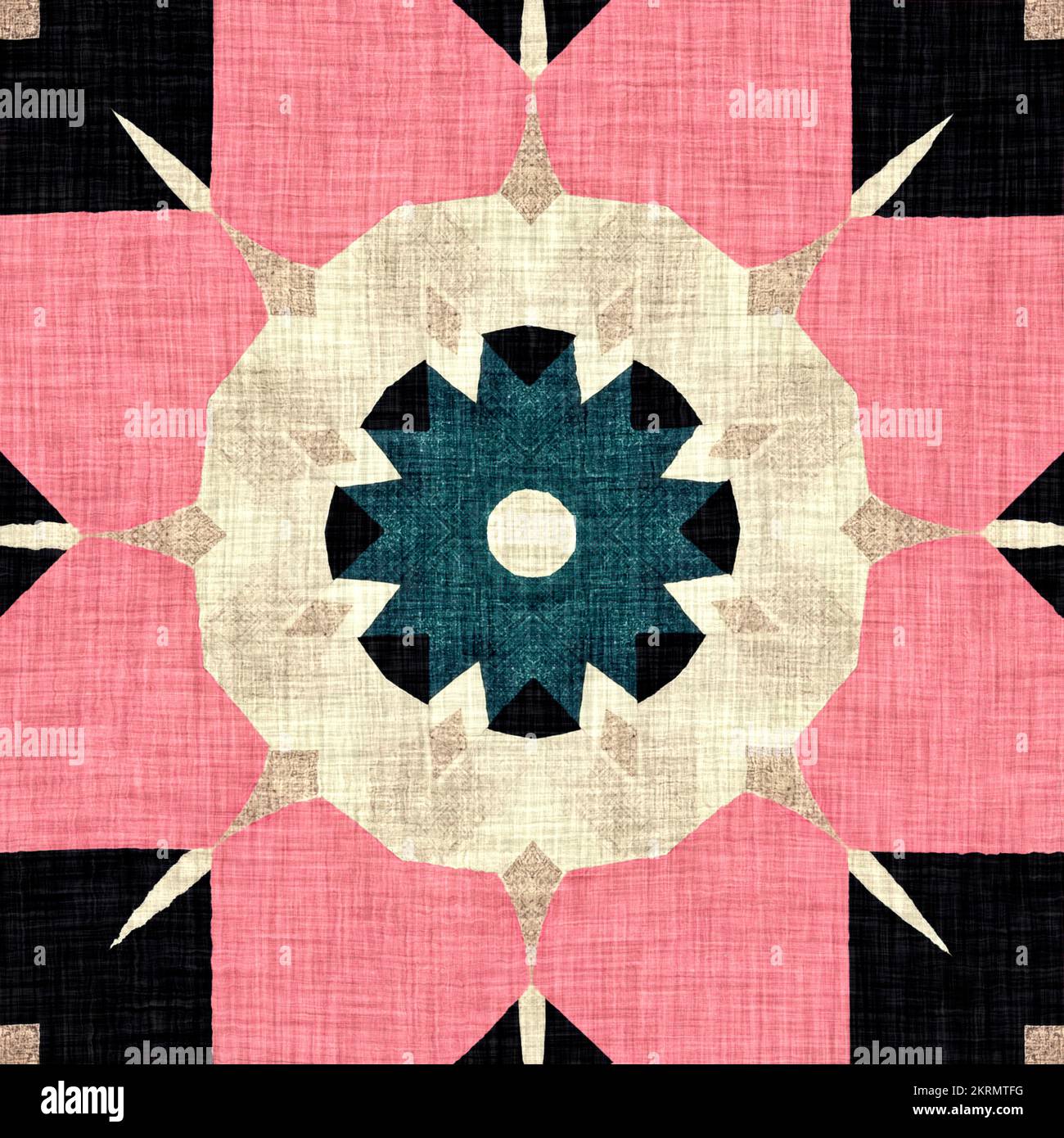 Quilted Americana geo seamless pattern. Cottagecore all over retro ...