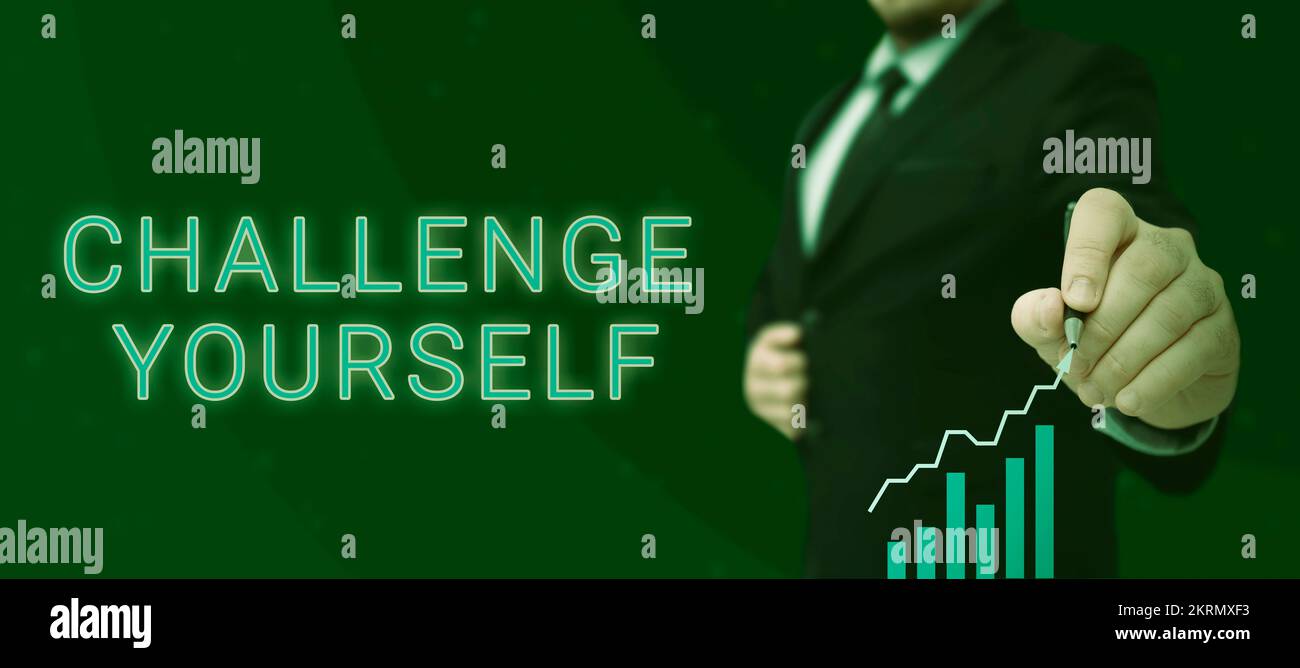 Writing displaying text Challenge Yourself, Business approach Overcome ...