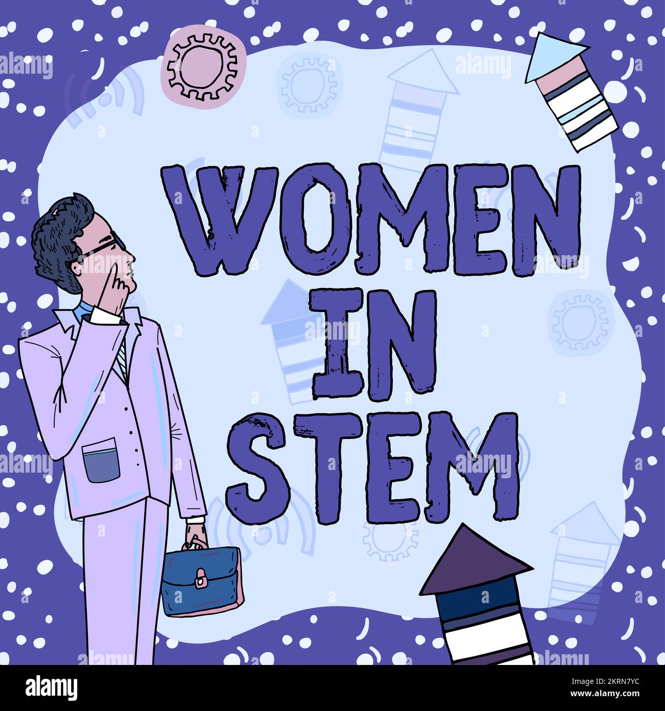 Text caption presenting Women In Stem, Business showcase Science ...
