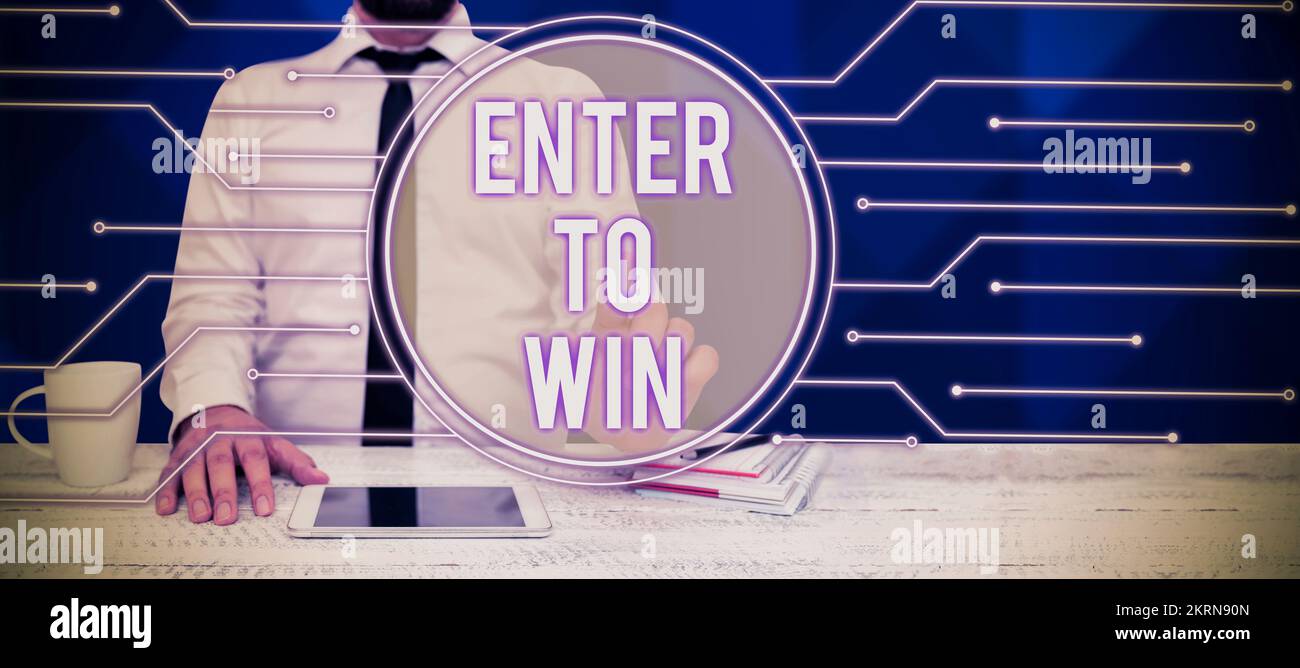 Conceptual display Enter To Win, Business showcase exchanging something ...