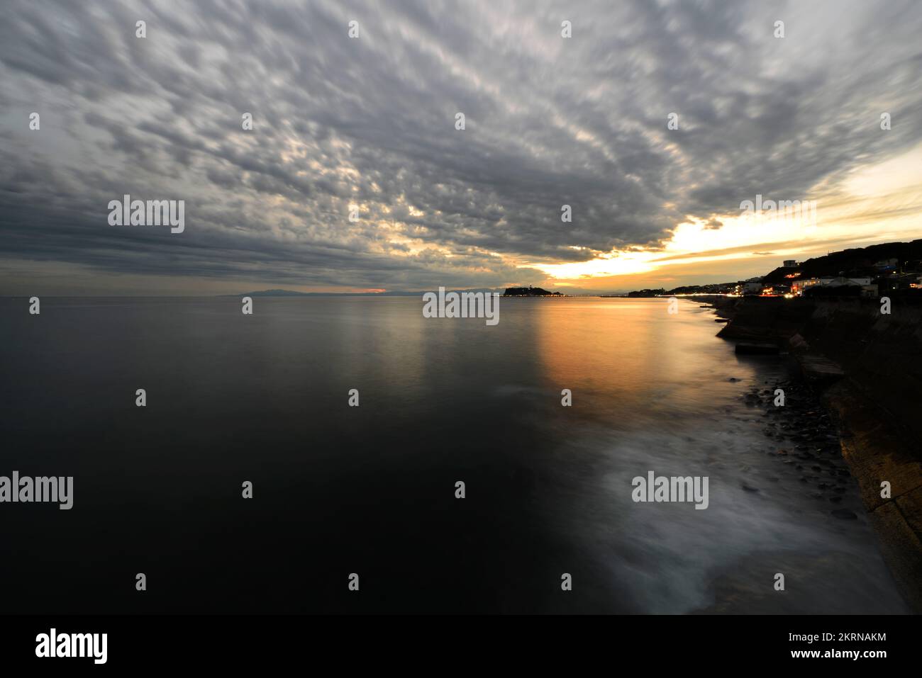A beautiful sunset over Enoshima, Sagami Bay, Japan Stock Photo - Alamy