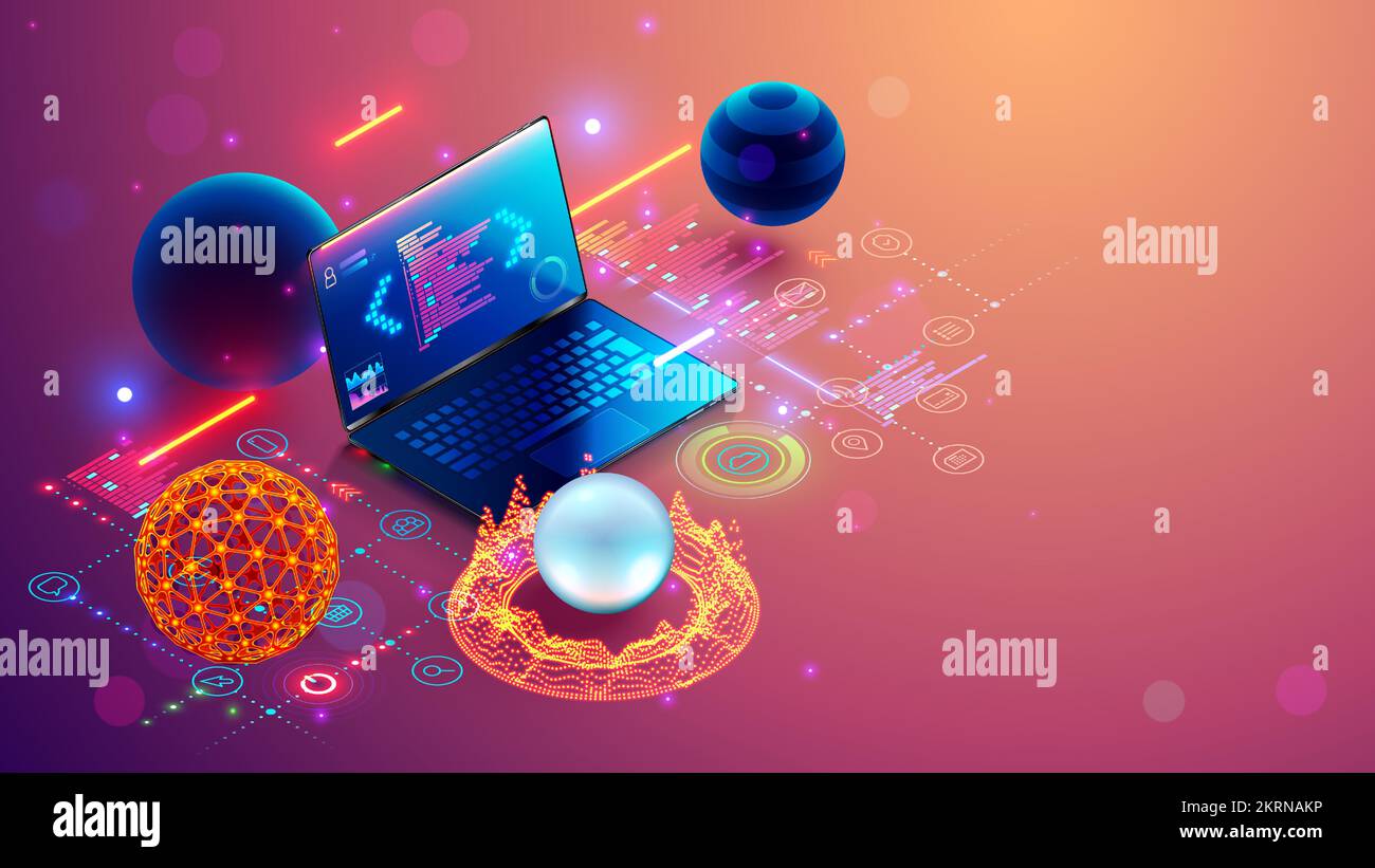 Software Development Programming Coding Software Testing On Laptop Abstract Program Code On