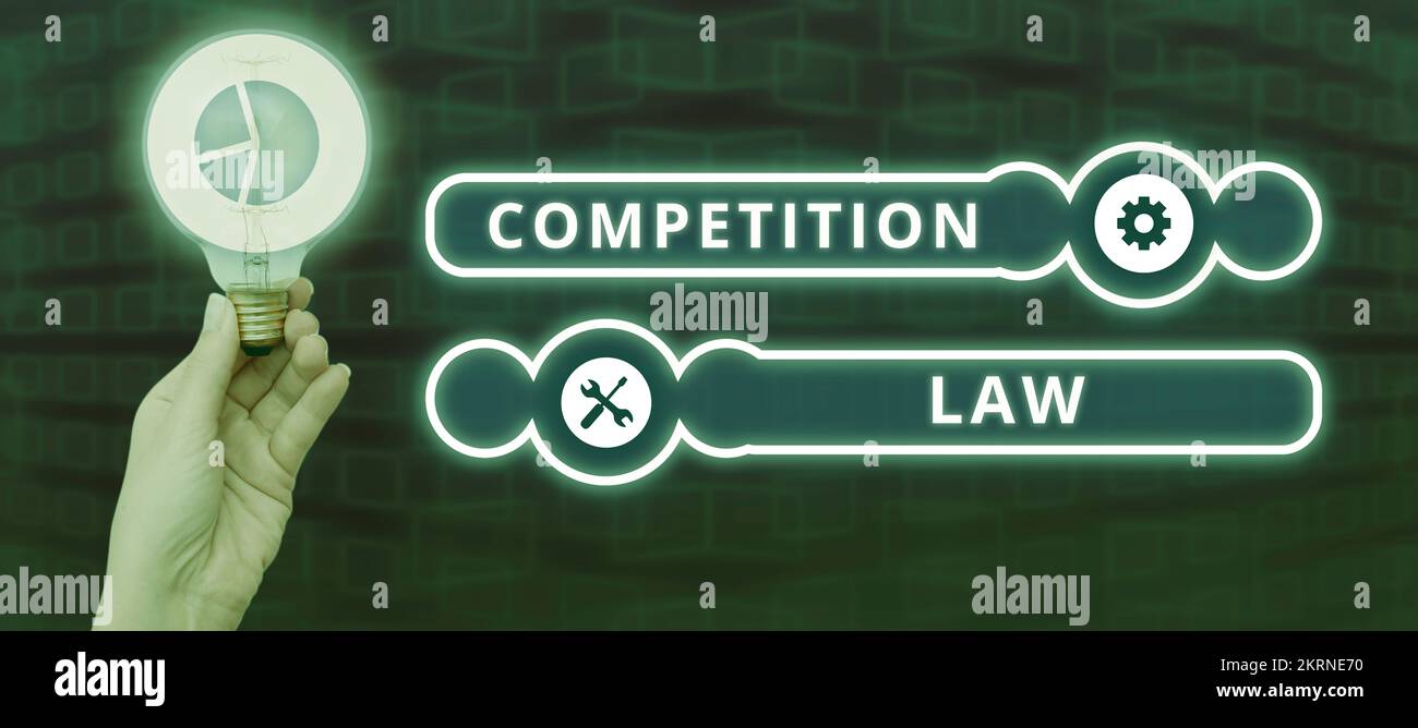 Sign displaying Competition Law, Business overview regulating the ...
