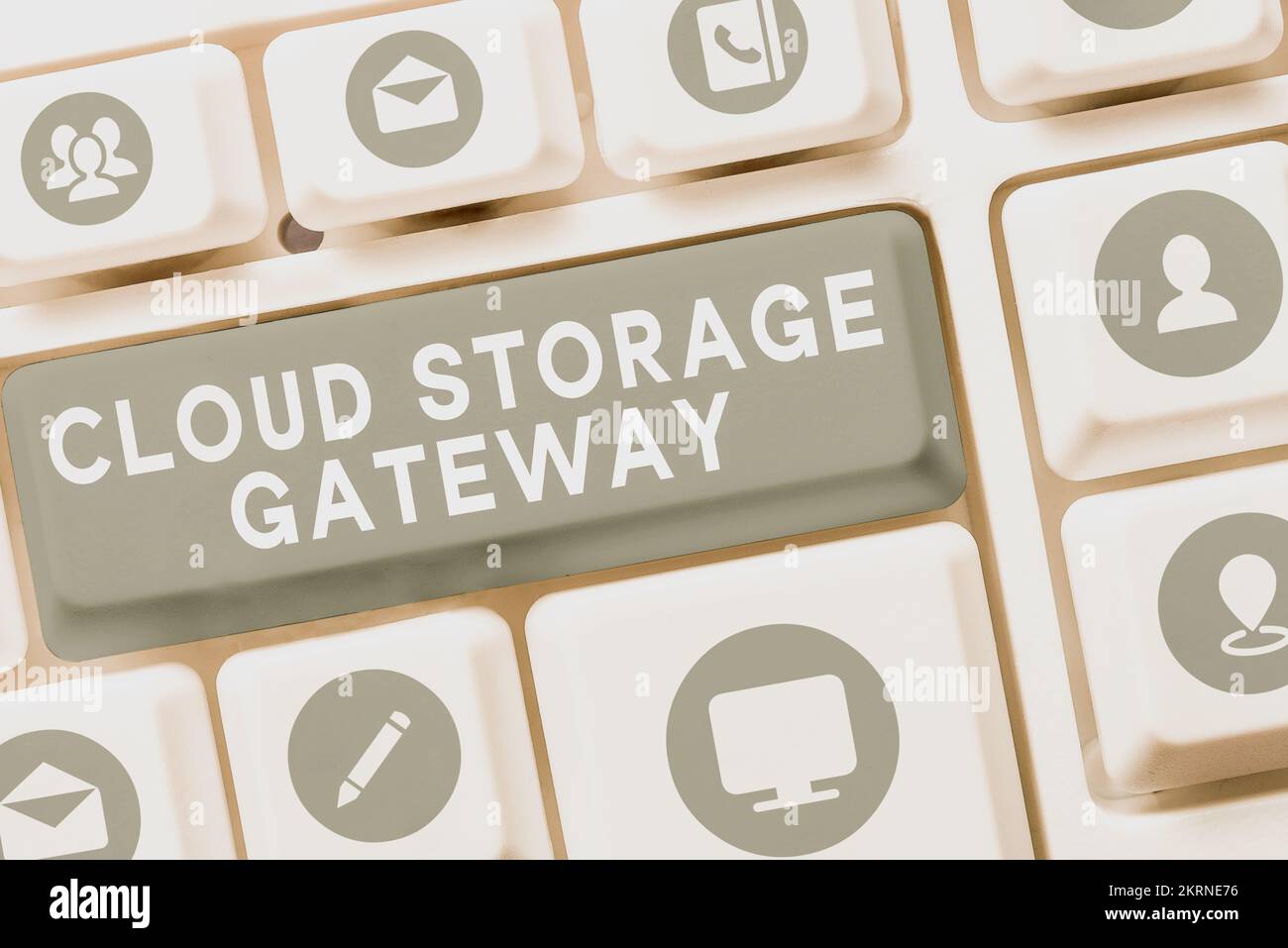 Text caption presenting Cloud Storage Gateway, Conceptual photo Server which resides at the ...