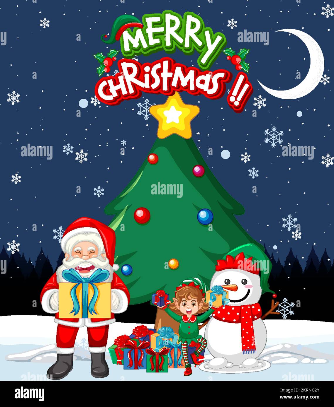 Christmas night poster design illustration Stock Vector Image & Art - Alamy