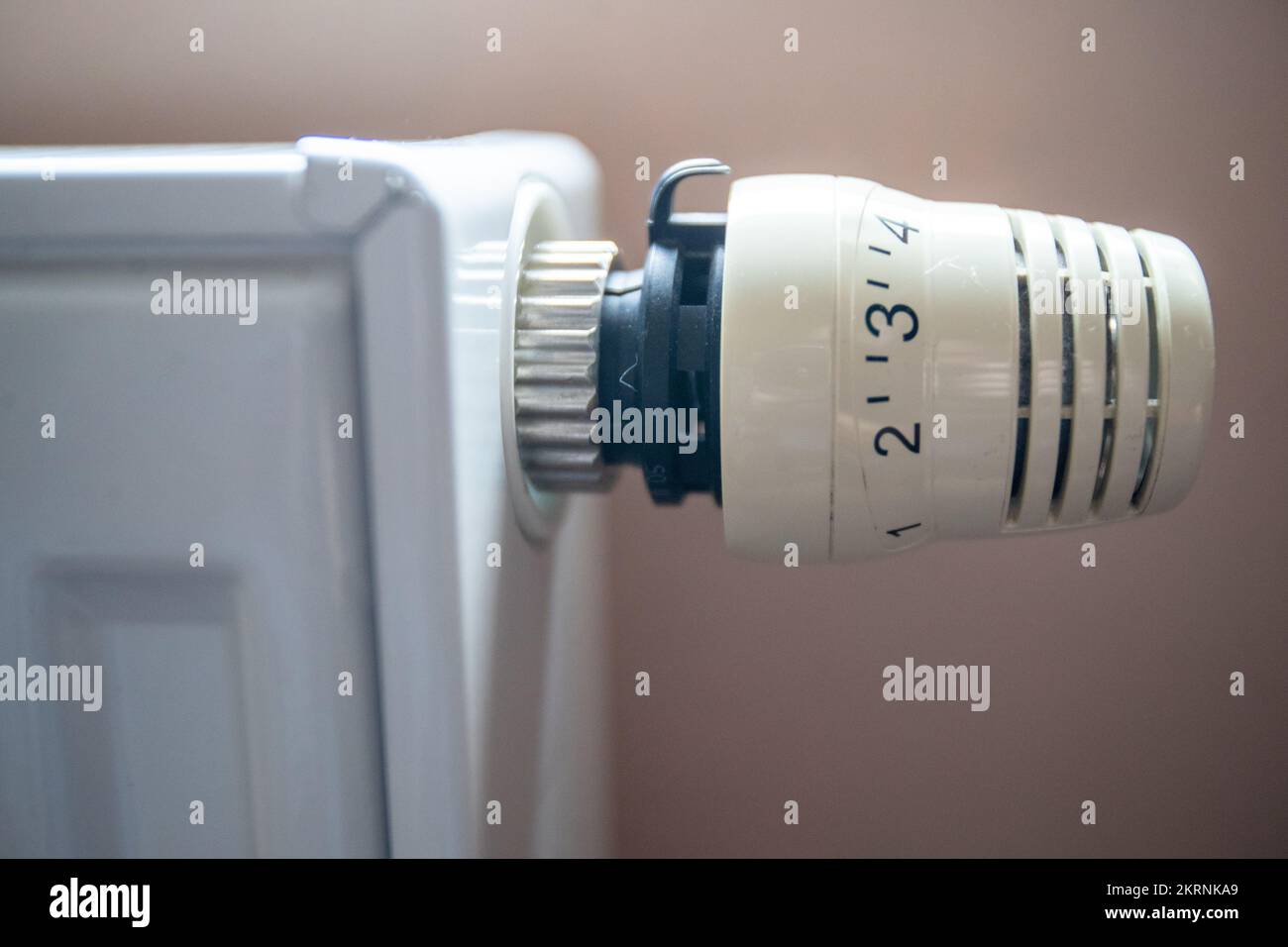 Thermostatic valve, central heating, radiator, pictured on November 28 ...