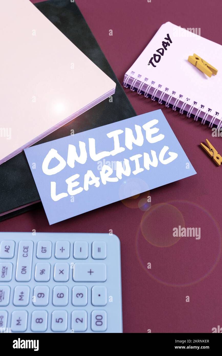 Text caption presenting Online Learning, Conceptual photo educational ...