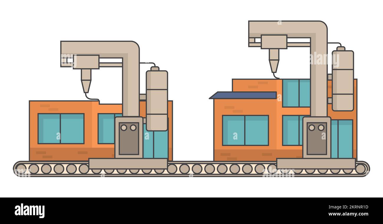 3d printer flat vector house model prototyping Stock Vector Image & Art ...