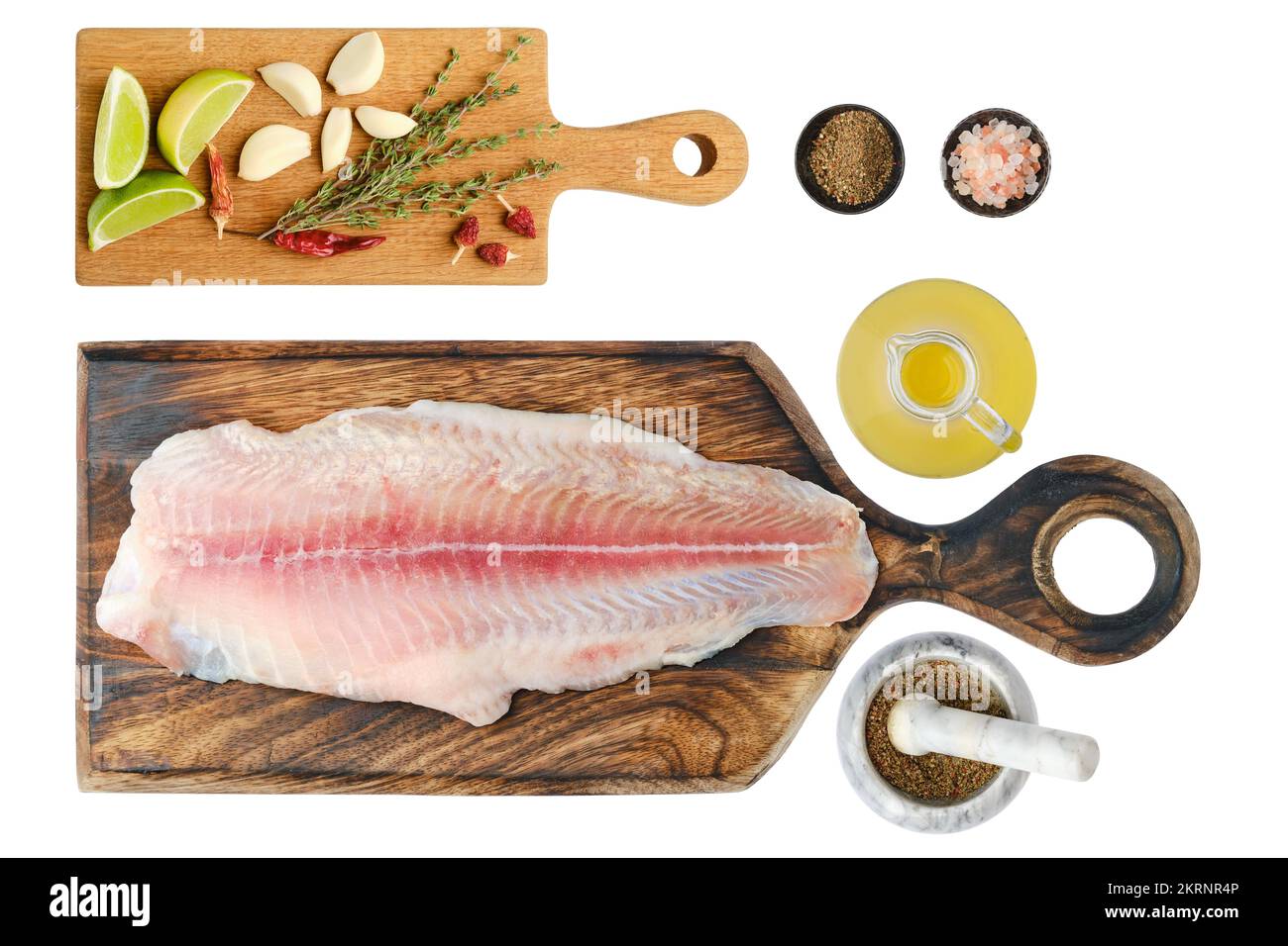 Fresh raw fillet of pangasius isolated on white background Stock Photo ...