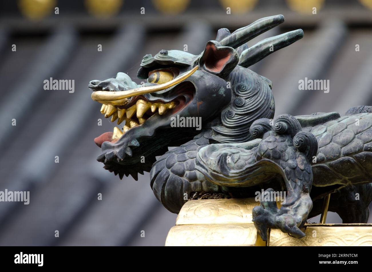 Nikko, November 17, 2017: Carving of a dragon at the Karamon Gate ...