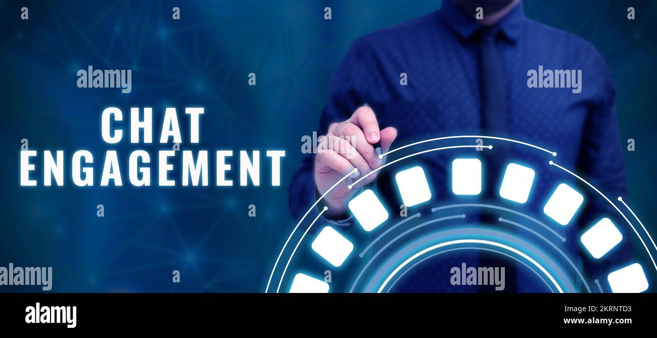 Hand writing sign Chat Engagement, Word Written on customer interacts ...