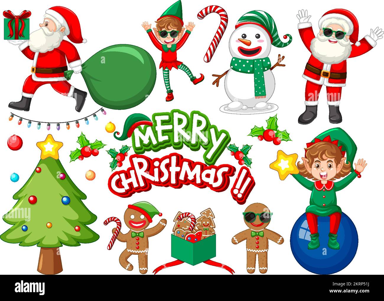 Set of Christmas elements and objects illustration Stock Vector Image ...