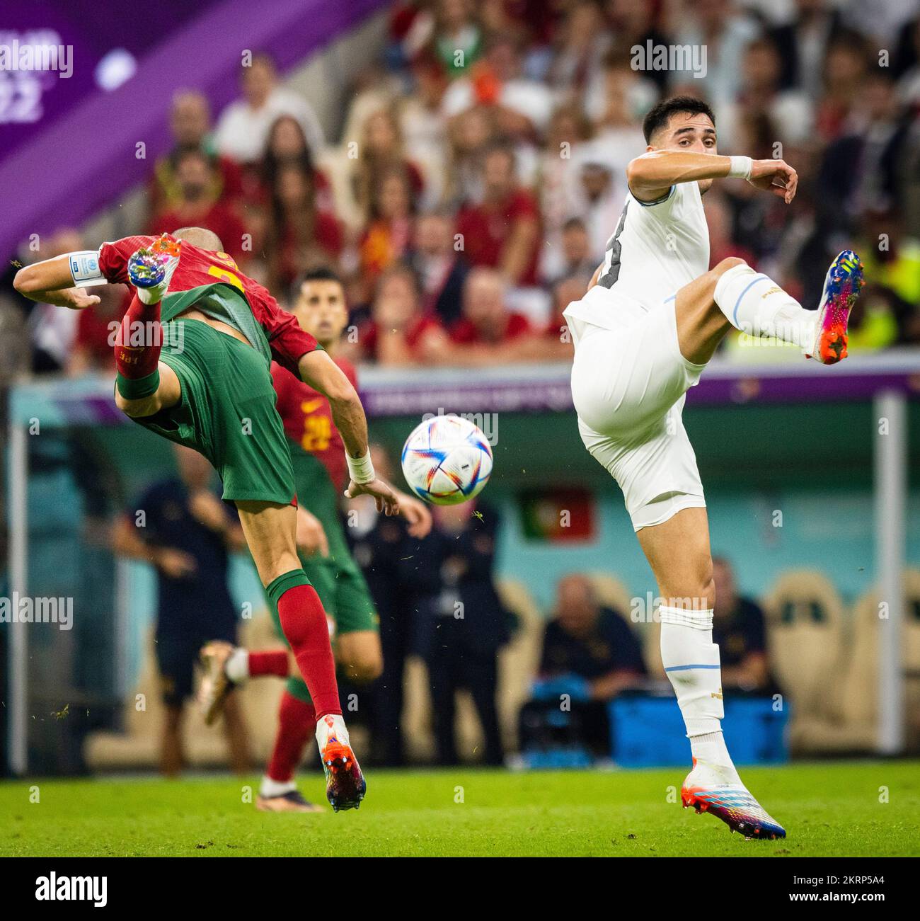 Doha, Qatar. 28th Nov, 2022. Pepe (Portugal), Maxi Gomez (URU) Portugal ...