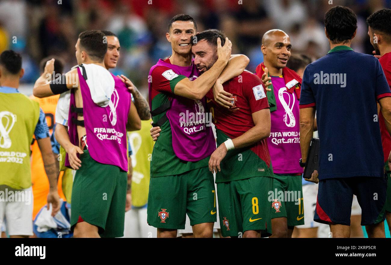 Doha, Qatar. 28th Nov, 2022. Cristiano Ronaldo (Portugal), Bruno Fernandes (Portugal) Portugal ...