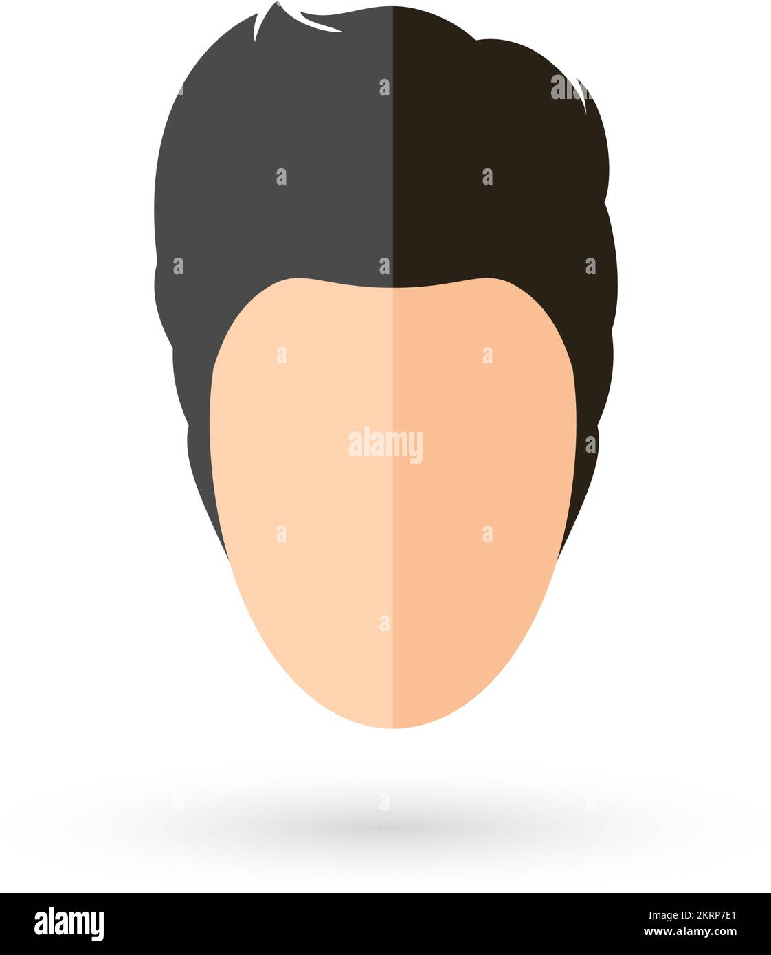 Woman Faceless Head Avatar Icon with Black Hairstyle. Flat Illustration ...