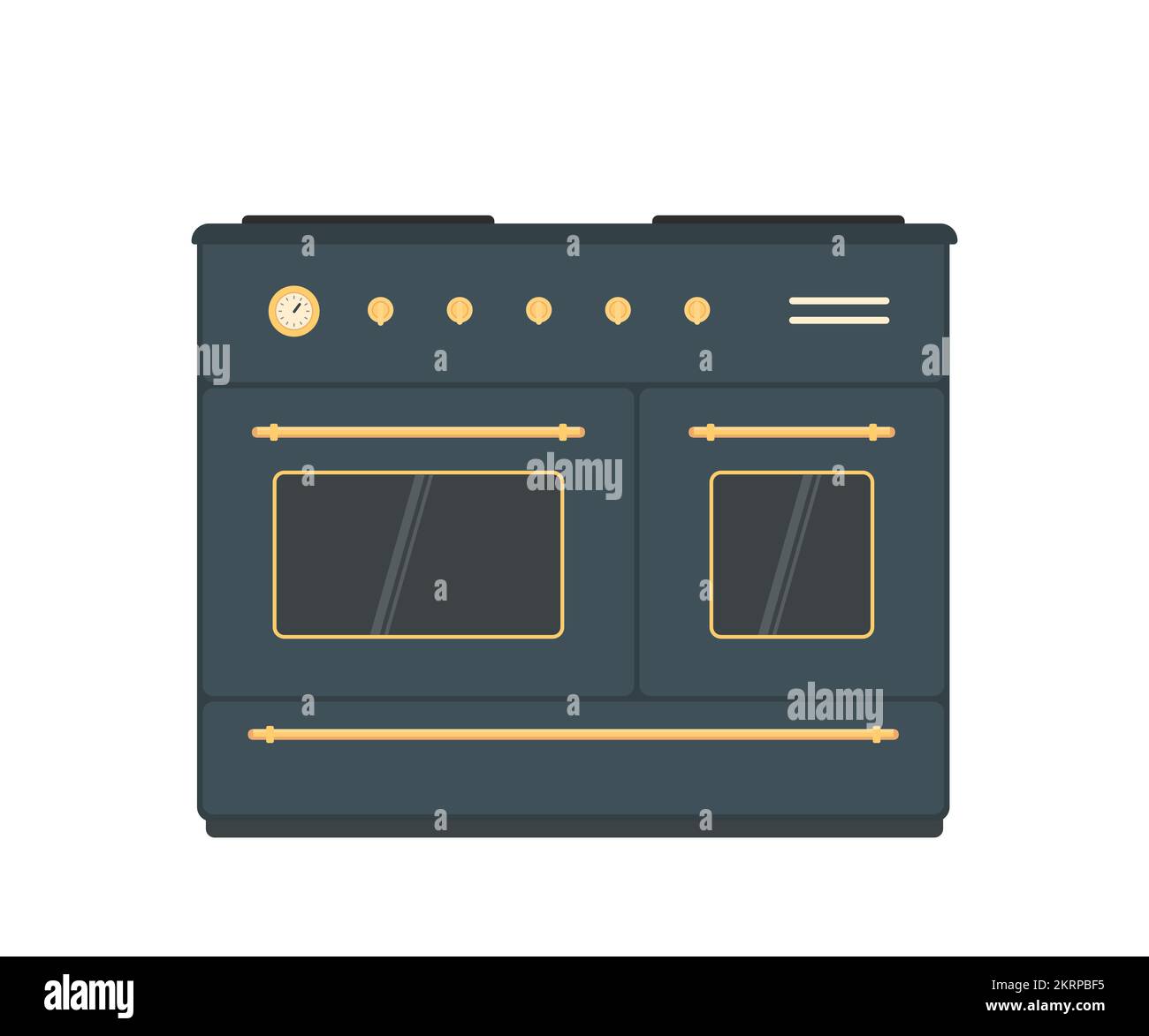 Kitchen stove oven in retro style isolated on white background. Rustic ...