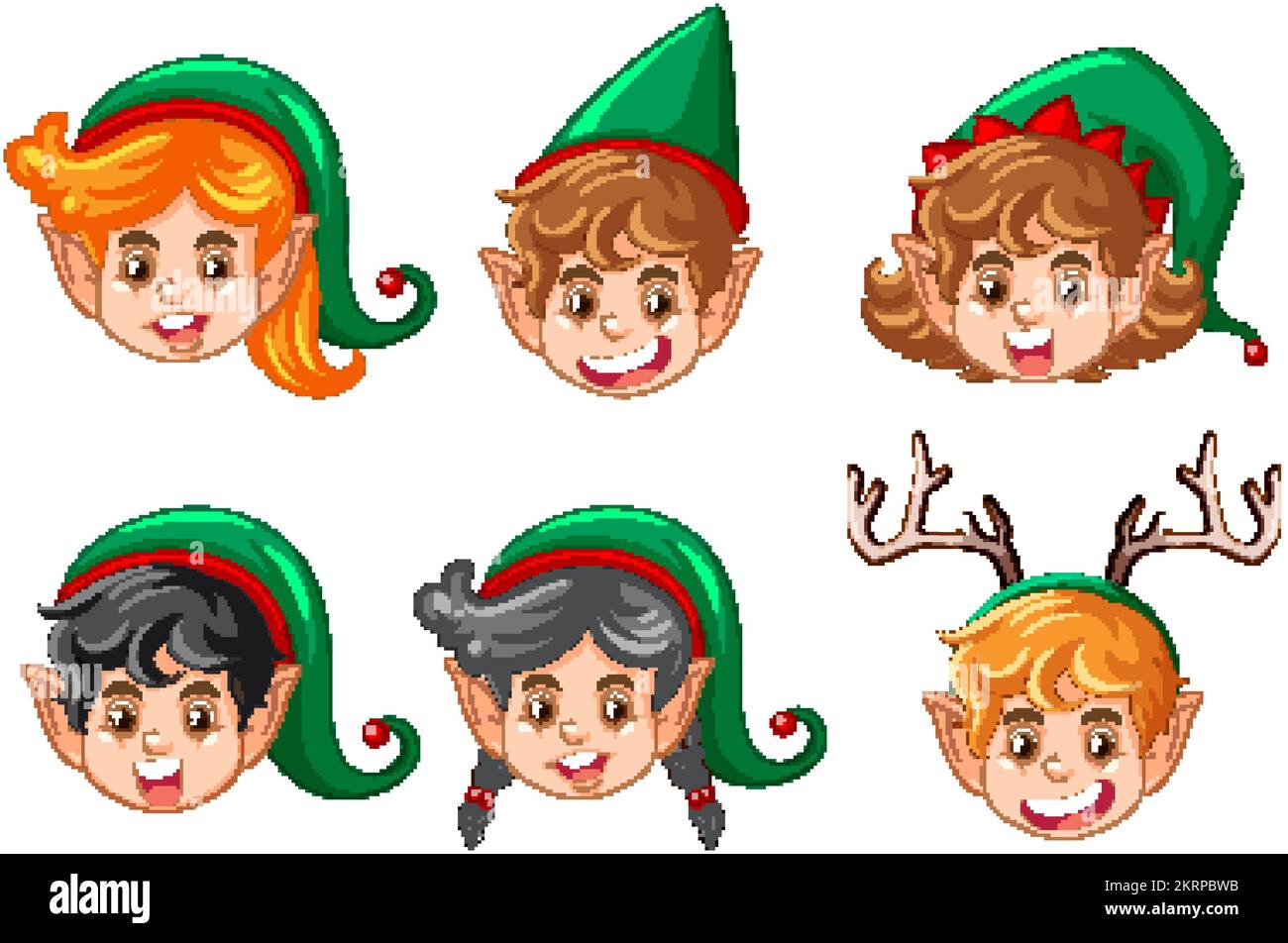 Christmas elves cartoon character collection illustration Stock Vector ...