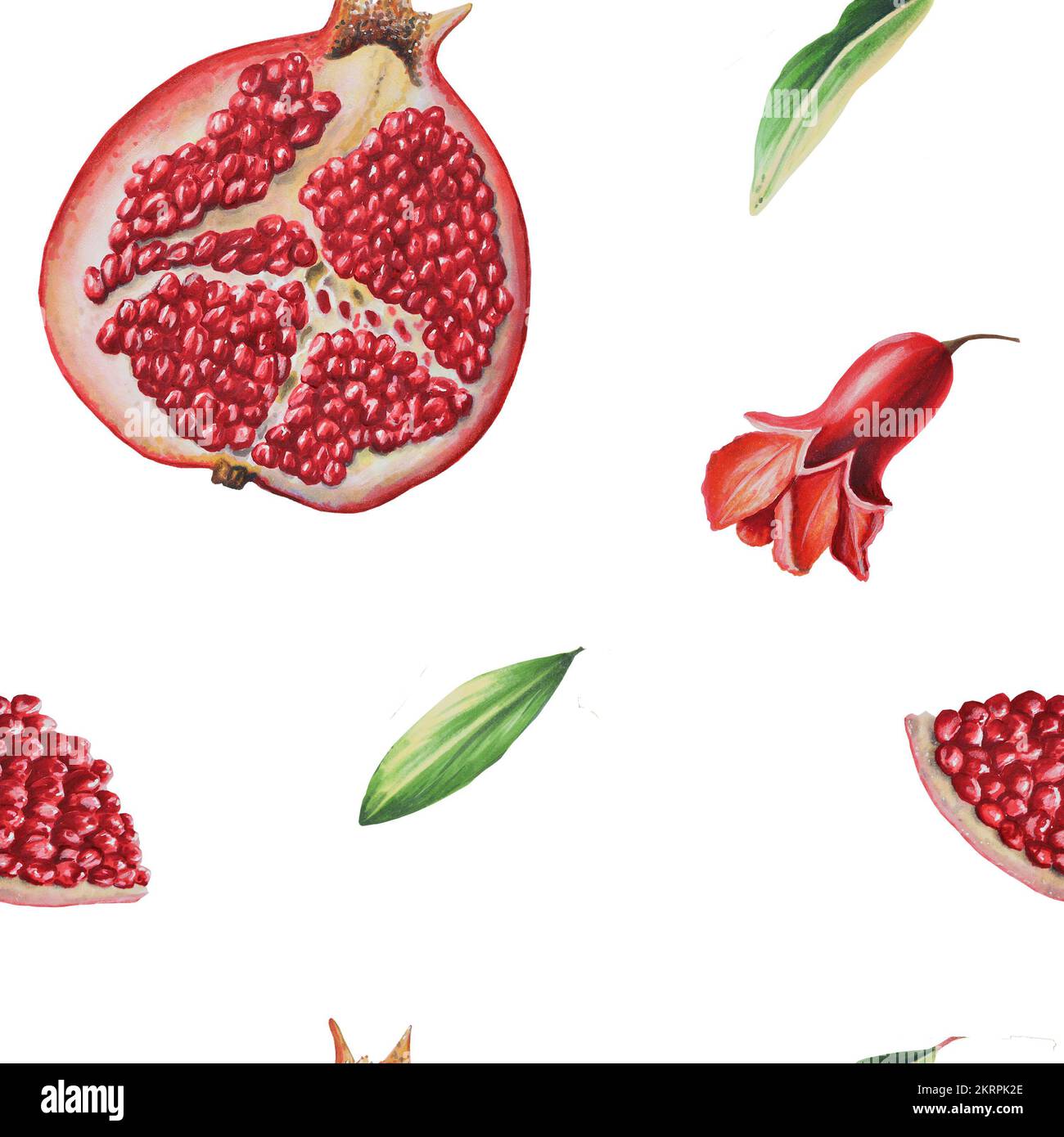 Green leafs red pomegranate Cut Out Stock Images & Pictures - Alamy