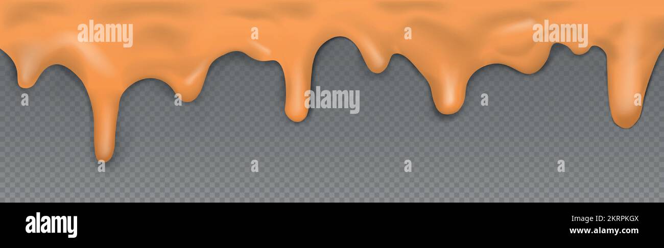 Yellow flowing caramel, no background, panoramic transparent template ...