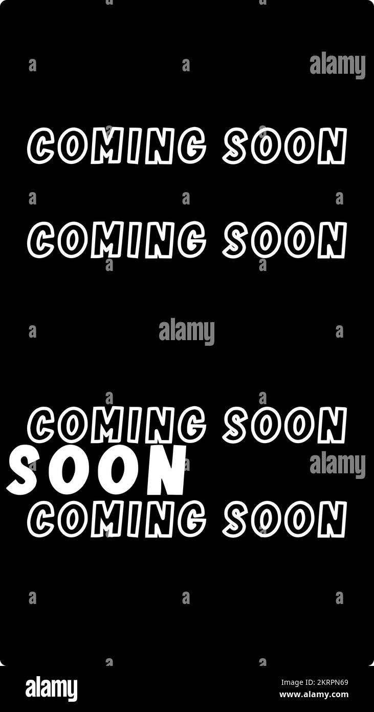 Text with the word coming soon in white on black background Stock ... Text with the word coming soon in white on black background Stock ...